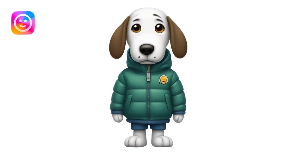 Snoopy with a puffer jacket emoji | AI Emoji Generator