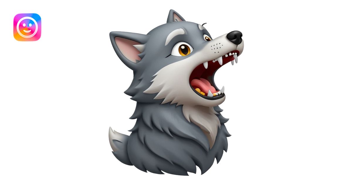 emoji of a wolf howling, head tilted upward with open mouth, small ...