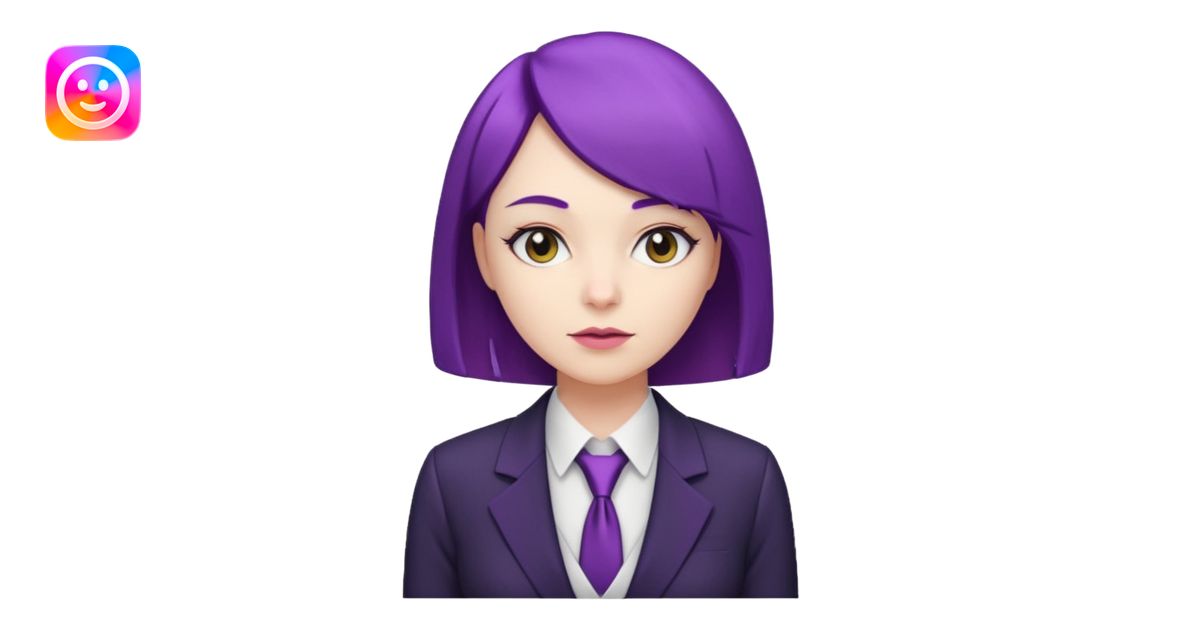 Office Lady with Purple Bob, black suit emoji | AI Emoji Generator