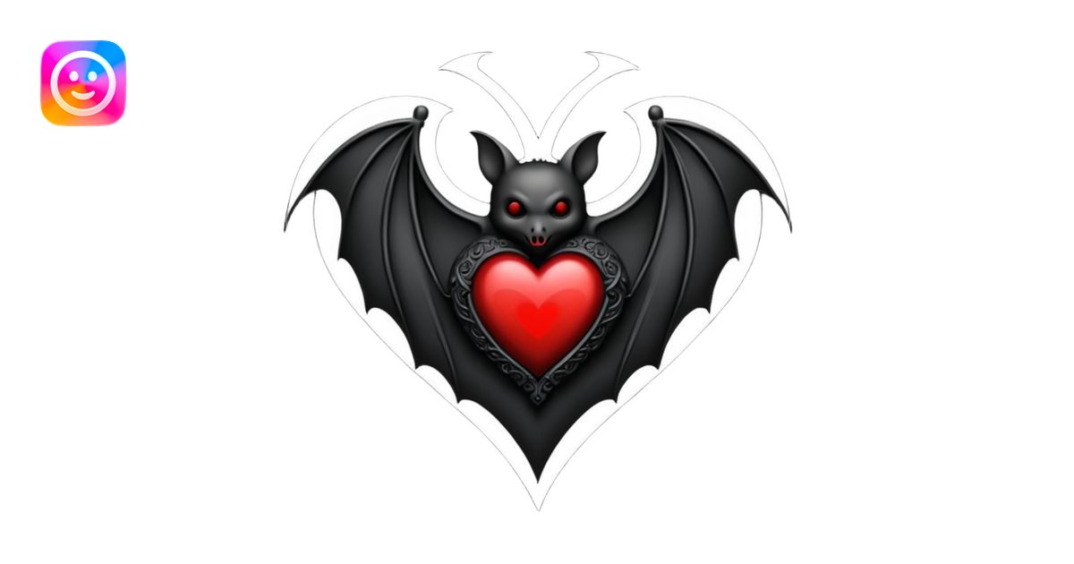 realistic gothic heart with a bat motif emoji | AI Emoji Generator