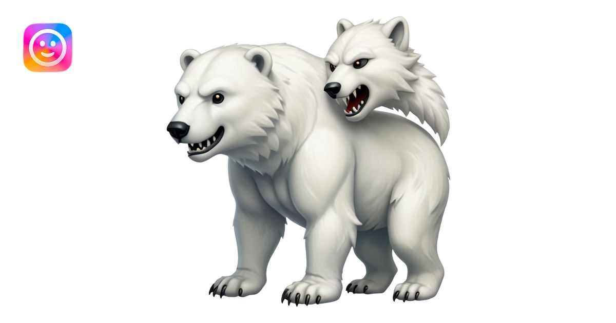 Sabertooth polar bear with a wolf’s tail emoji | AI Emoji Generator
