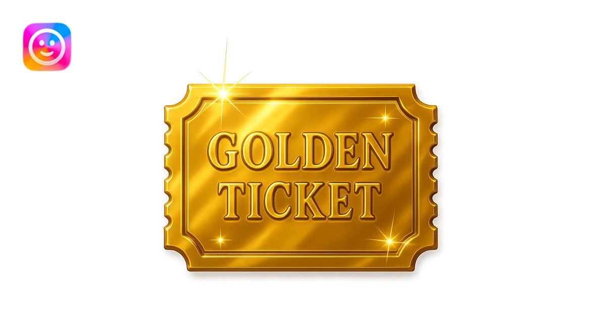 a luxurious golden ticket with a glossy finish, shiny gold, reflective ...