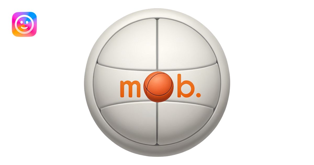 Pull-ball with MB written in the circle in on it emoji | AI Emoji Generator