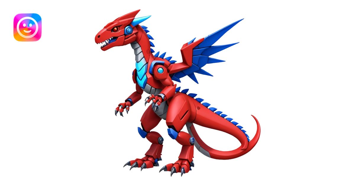 Cool Edgy Futuristic Red Digimon-Fakemon-Guilmon-Velociraptor-Dragon ...