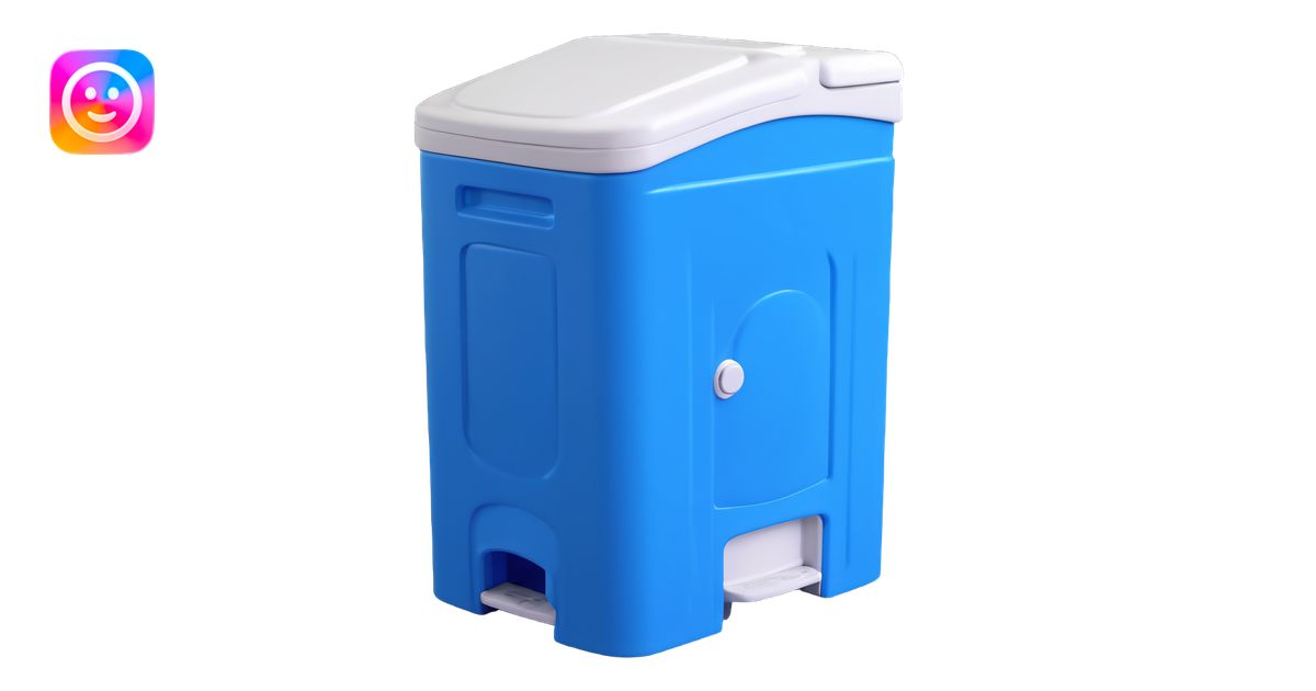 3D style portable toilet (portaloo), blue plastic with white roof ...