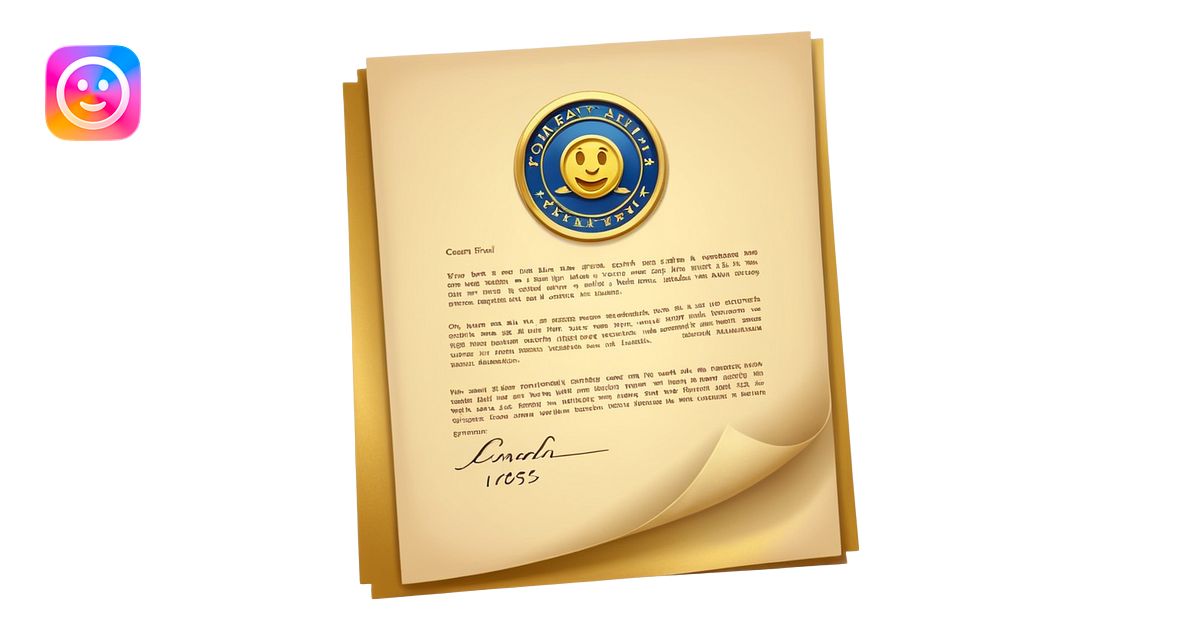 Contract golden paper signed, warranty emoji | AI Emoji Generator