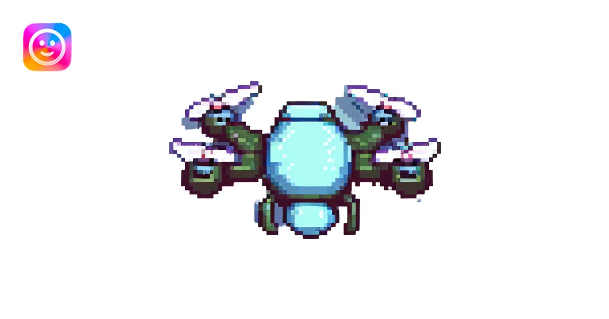 simple drone, pixel art style, blocky and retro illustration | AI Emoji ...