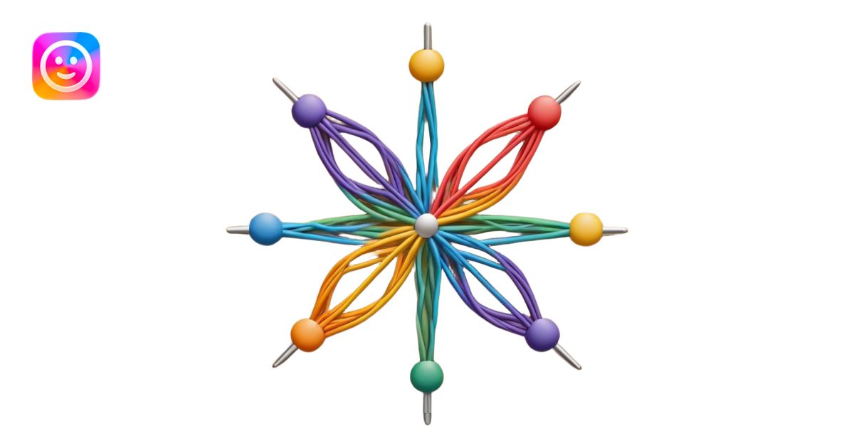 String art icon, colorful threads forming geometric patterns, pins on a ...