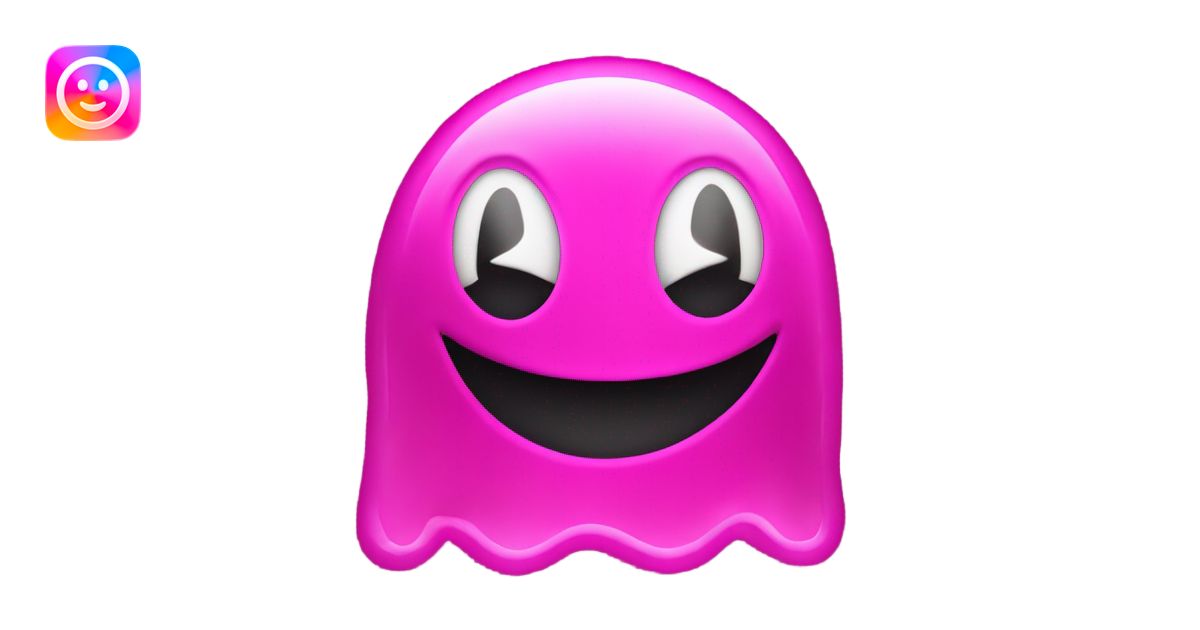 Neon pink Pac-Man ghost emoji | AI Emoji Generator