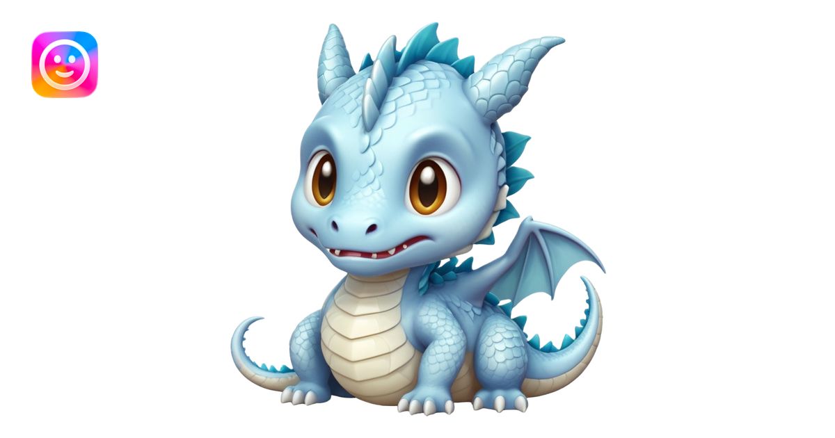 white cute dragon crying emoji | AI Emoji Generator