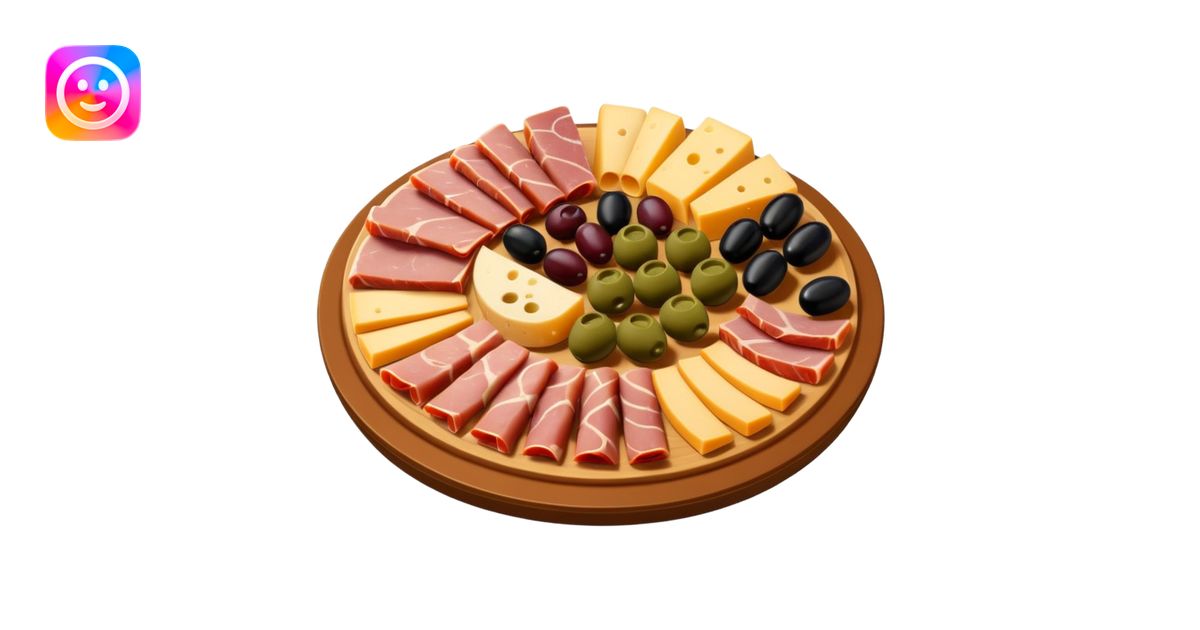 A 3D cartoon platter of assorted deli items like sliced meats, cheese ...