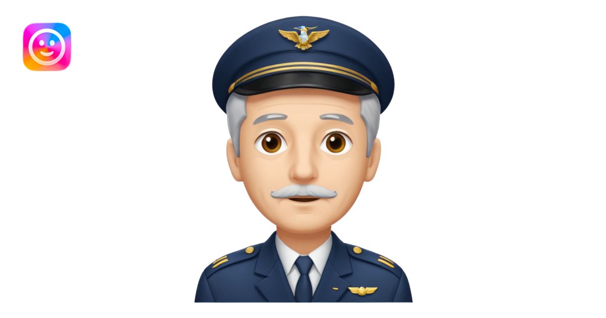 an old civil pilot with grey hair and no mustache emoji | AI Emoji ...