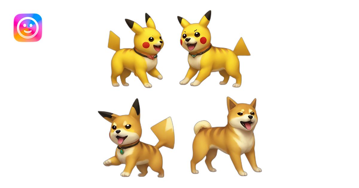 Pikachu fighting shiba inu emoji | AI Emoji Generator