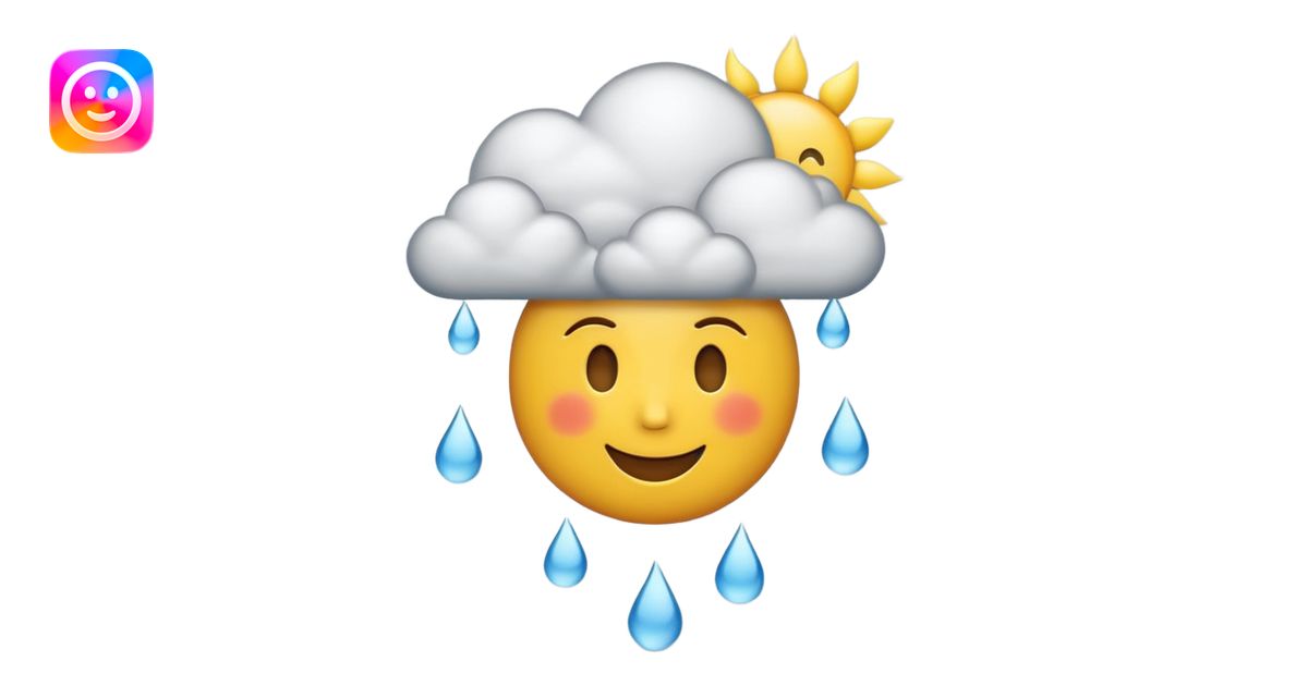 weather emoji showing a smiling sun with a rain cloud passing in front ...