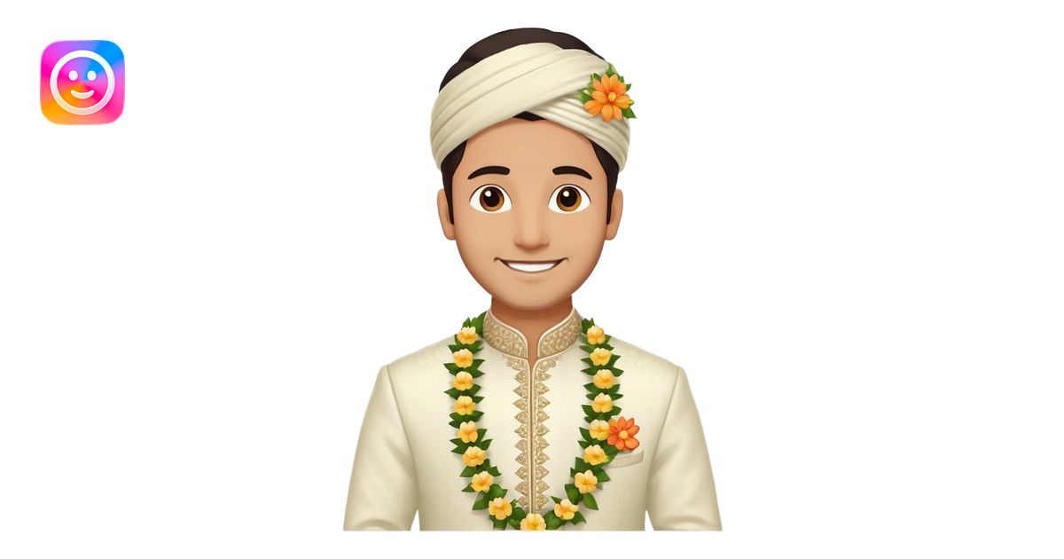 white indian groom holding garland emoji | AI Emoji Generator