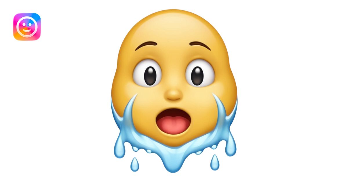 Make it emoji not a person Drooling and face wet and water is white ...