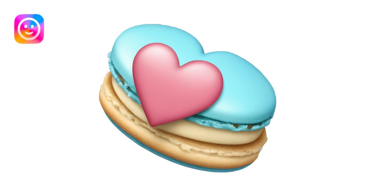 Light blue macaroon in shape of heart emoji | AI Emoji Generator