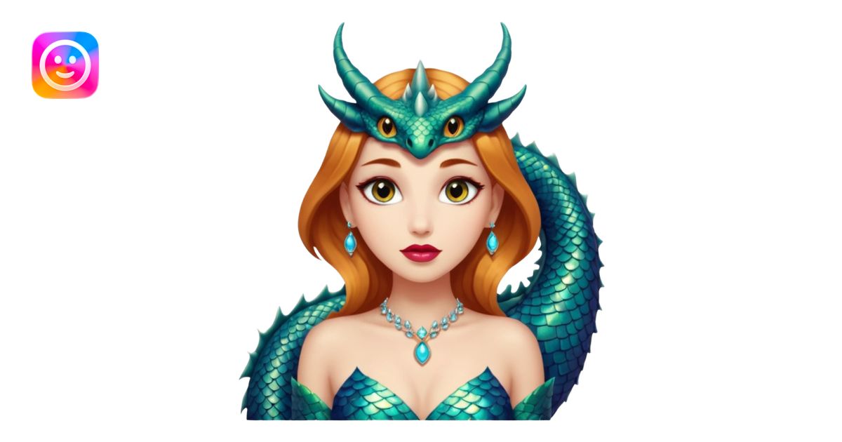 A gorgeous woman with dragon features with glittering jeweled scales ...