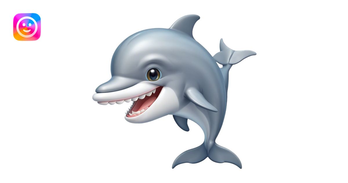Dolphin with shinny teeth smiling emoji | AI Emoji Generator