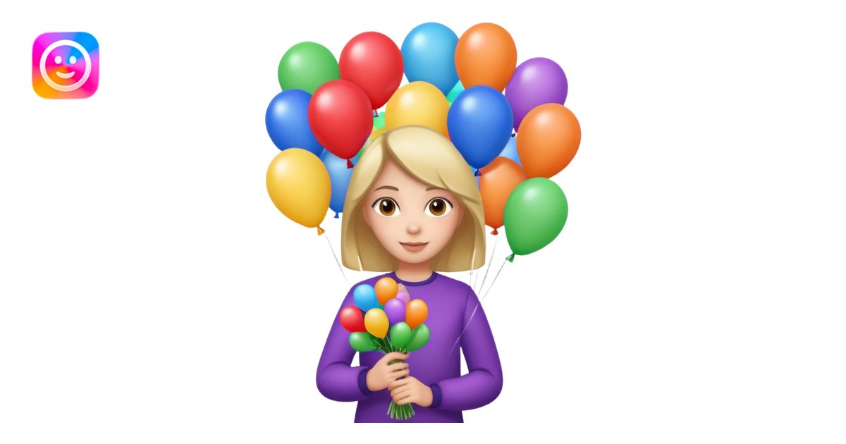 Girl with bouquet of balloons emoji | AI Emoji Generator