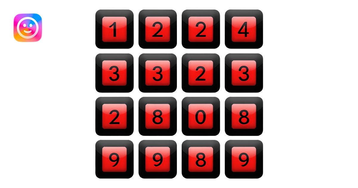 Red numbers in black squares emoji | AI Emoji Generator