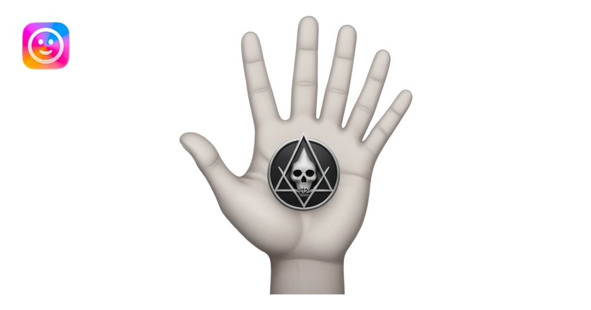 light grey hand with a black occult symbol on the palm emoji | AI Emoji ...