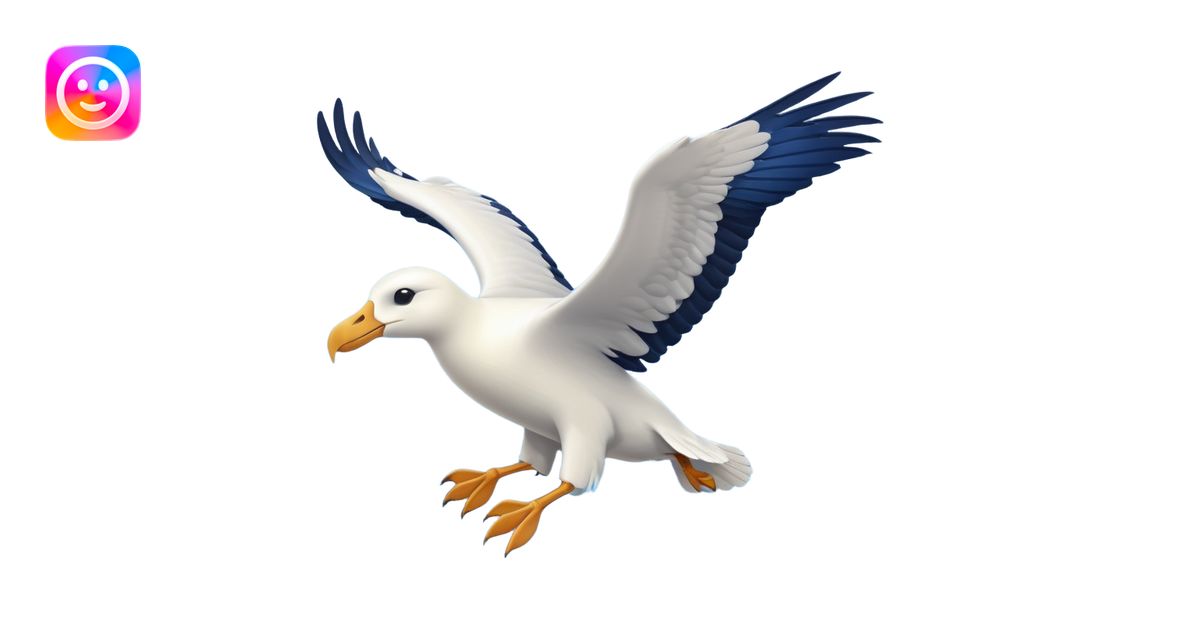Albatross flying dark blue instead of black wings emoji | AI Emoji ...