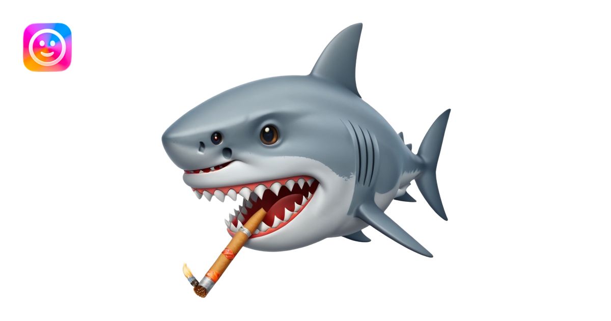 Shark face with a cigarette in its mouth emoji | AI Emoji Generator