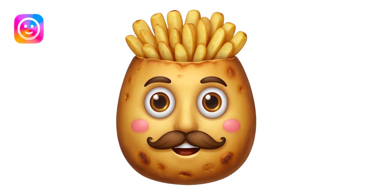 fried potato with eyes and mustache emoji | AI Emoji Generator