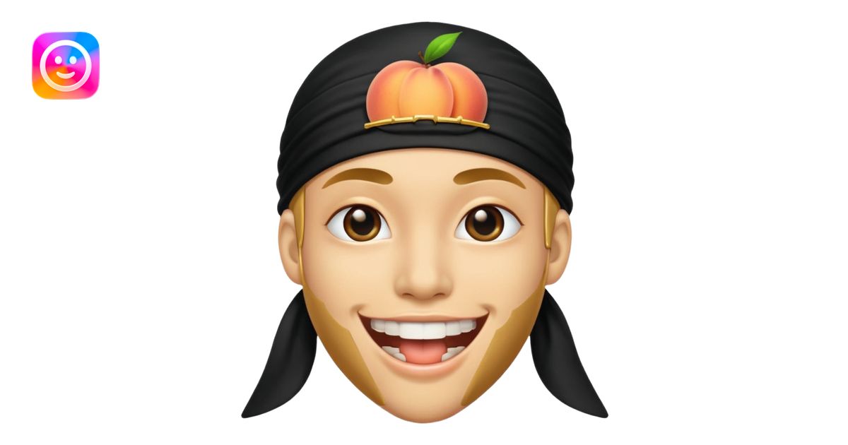 peach with an black durag and grillz emoji | AI Emoji Generator