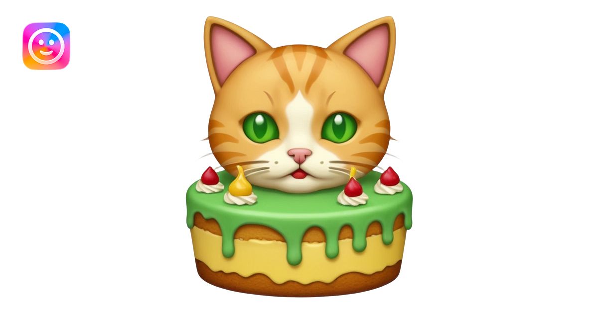 Cat vomiting because of eating cake emoji | AI Emoji Generator