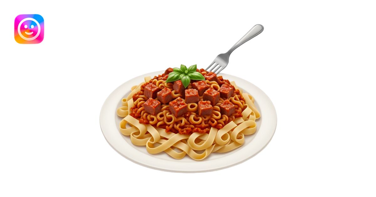 plate of pasta with bolognese sauce and diced meat emoji | AI Emoji ...