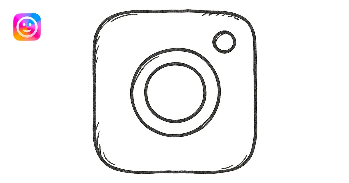 Instagram logo simple black and white hand-drawn style icon | AI Emoji ...