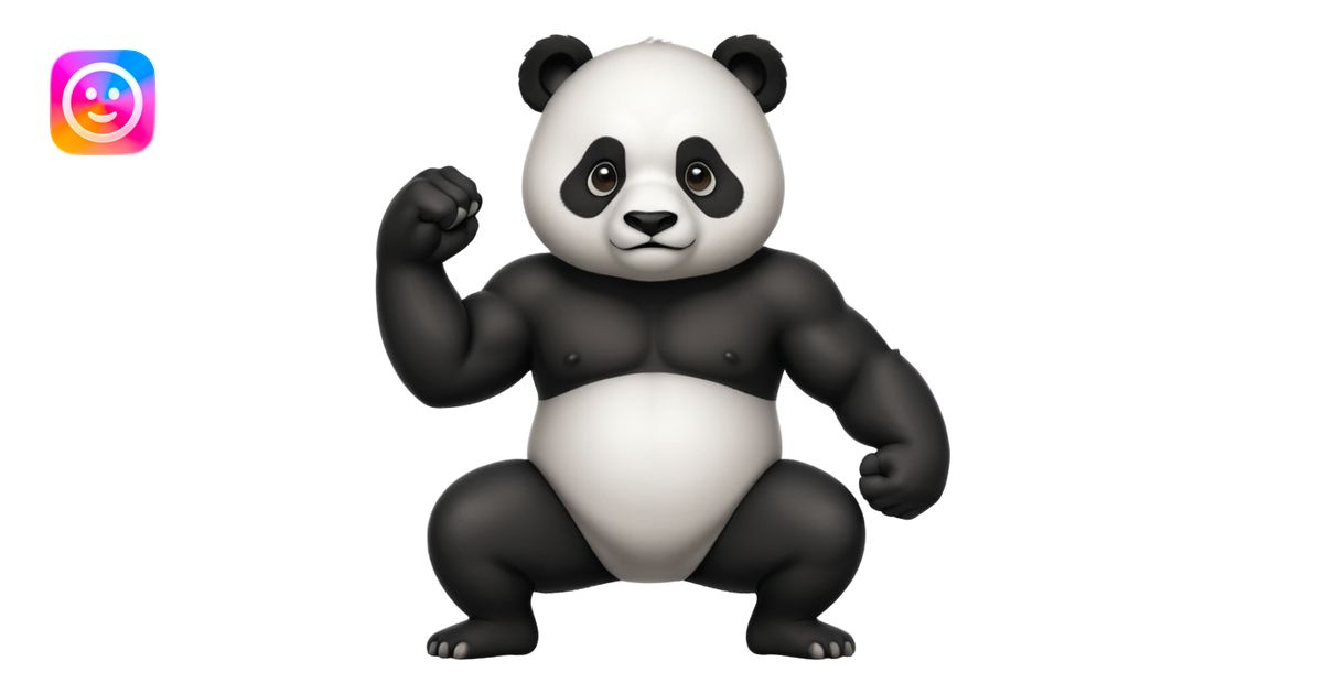 I want something like floppy bird but panda with muscles, but the face ...