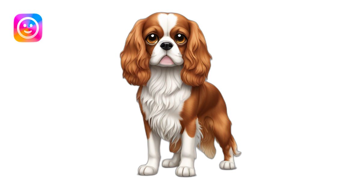 Cavalier King Charles Spaniel full body stand up emoji | AI Emoji Generator