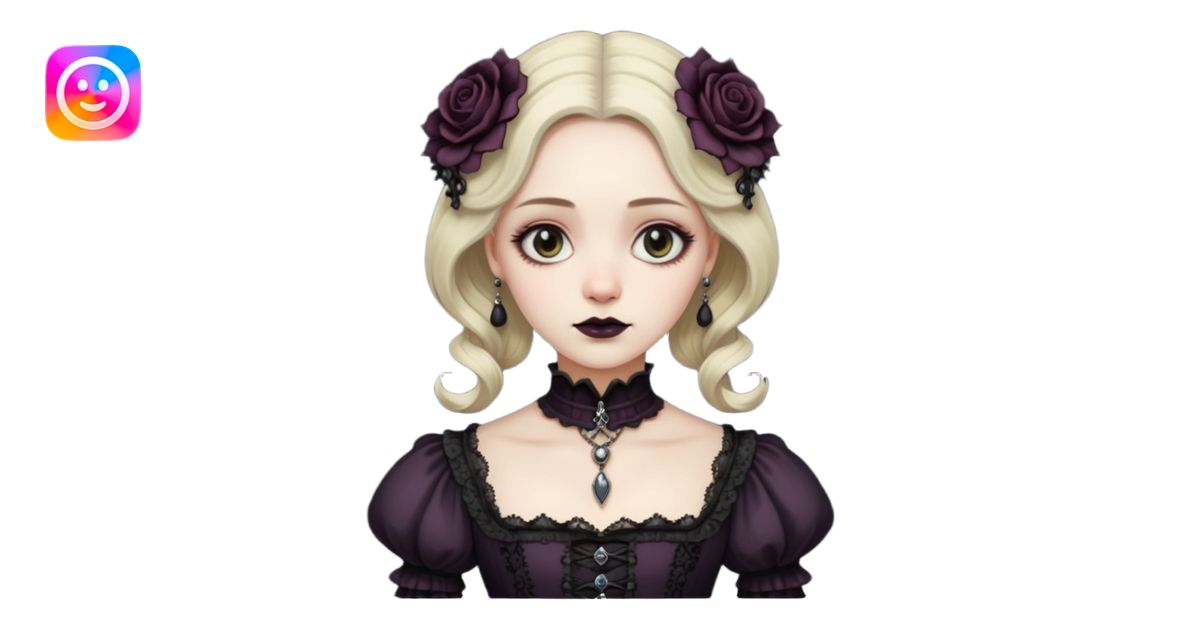 Gothic dull Victorian vintage lady emoji | AI Emoji Generator