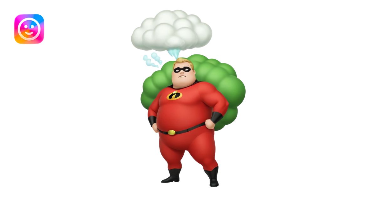 green fat mr incredible farting with giant green fart cloud emoji | AI ...