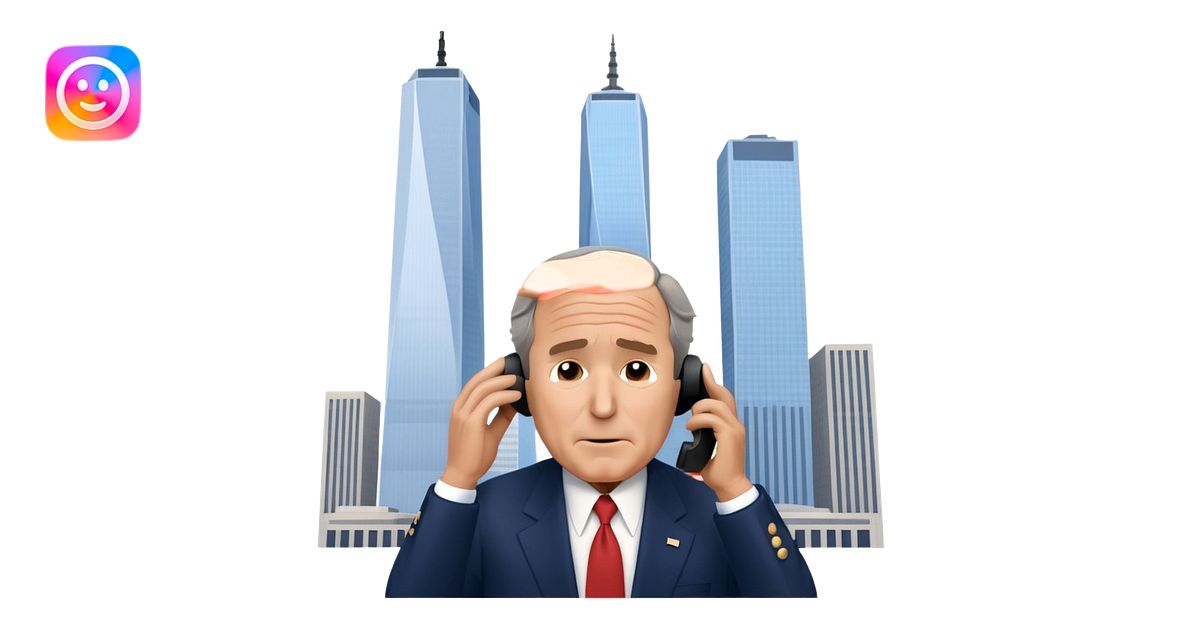emoji of the world trade center with a plane crashed into it and george ...