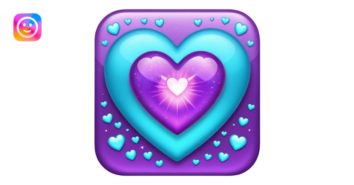 glitter purple and cian heart emoji | AI Emoji Generator