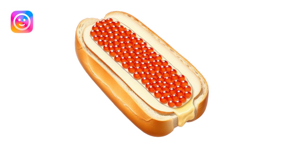 Apple style 3D emoji of a slice of fresh baguette with creamy butter ...