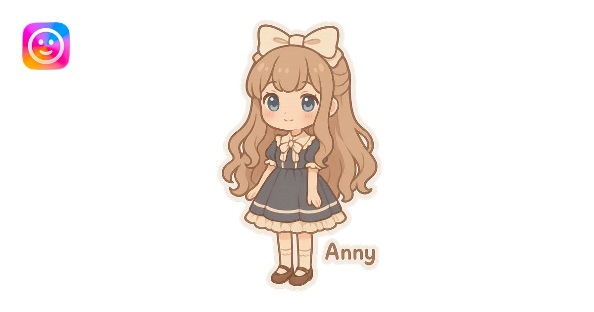 Anny, a cute tall lolita girl with blue eyes, chibi stickers style ...