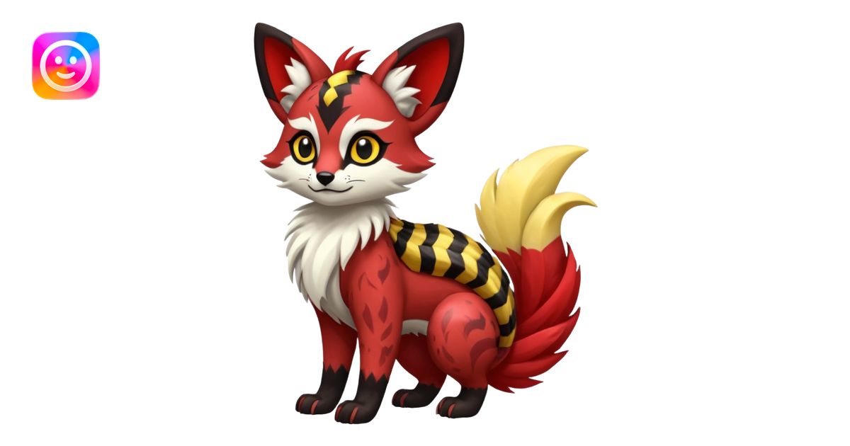 Futuristic sanguine-red banana-yellow black chevron-marked furry fluffy ...