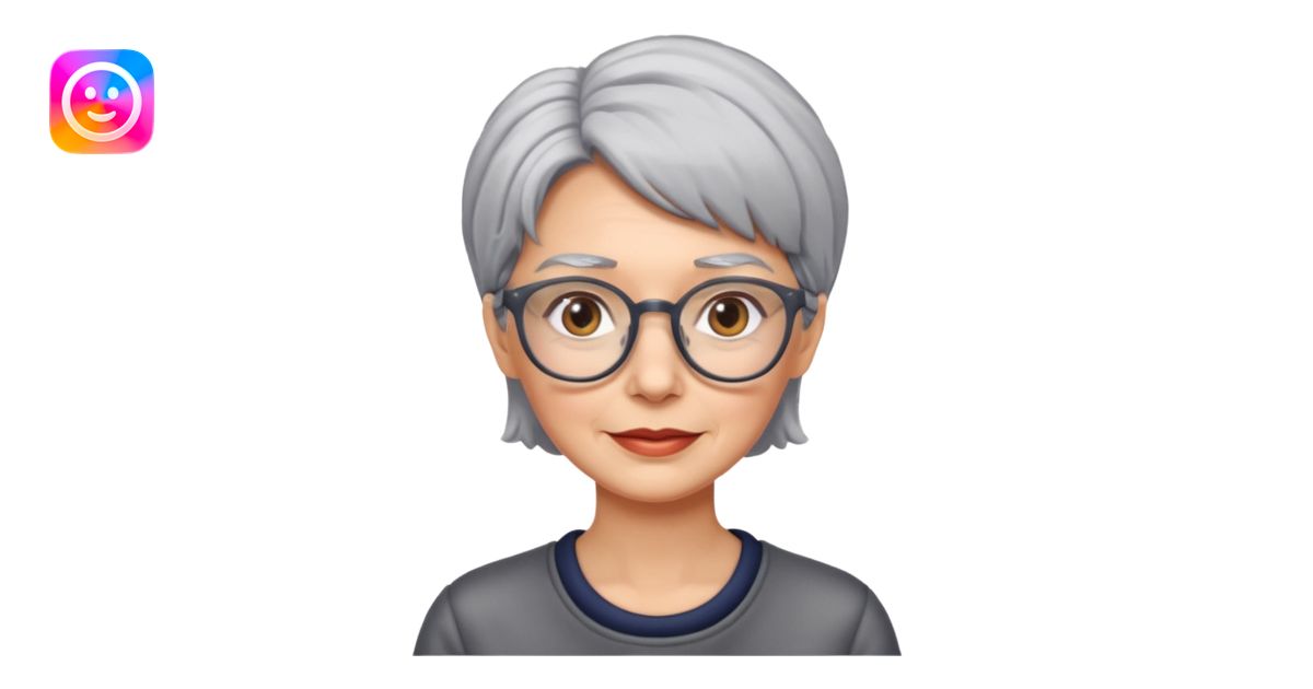 grey haired lady, with glasses emoji | AI Emoji Generator
