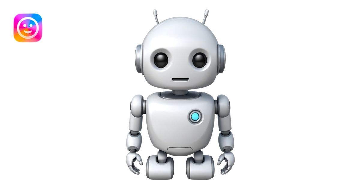 robot old cartoon simple toy white innocent round adorable emoji | AI ...