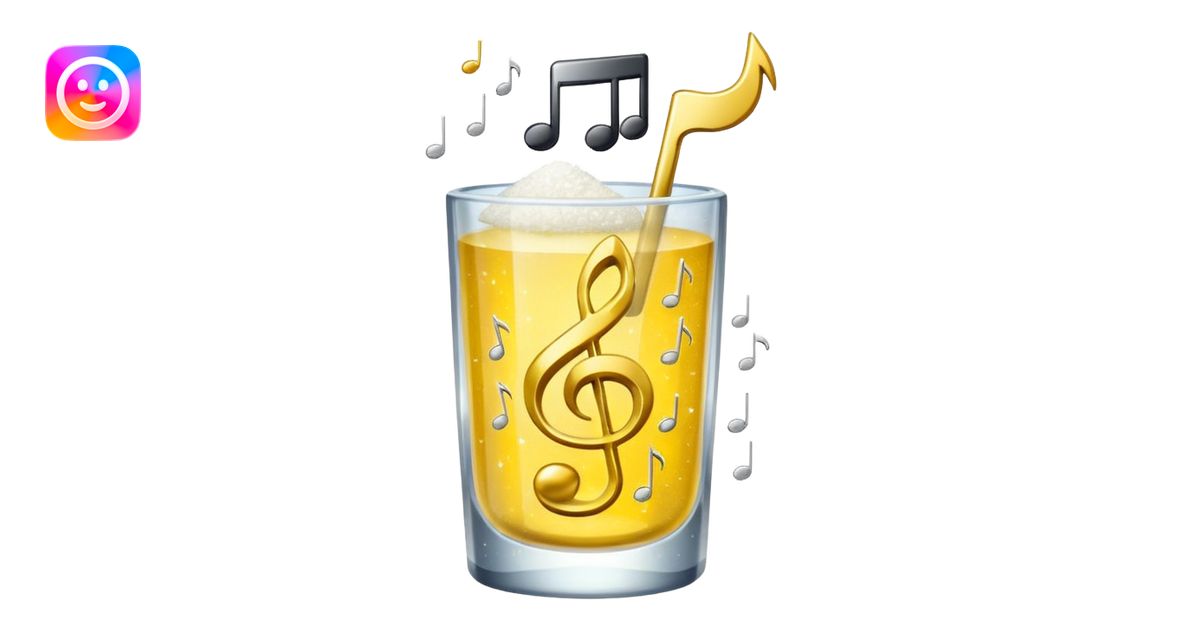 salt in the glass, sparkle icon(yellow), and music note in a row emoji ...