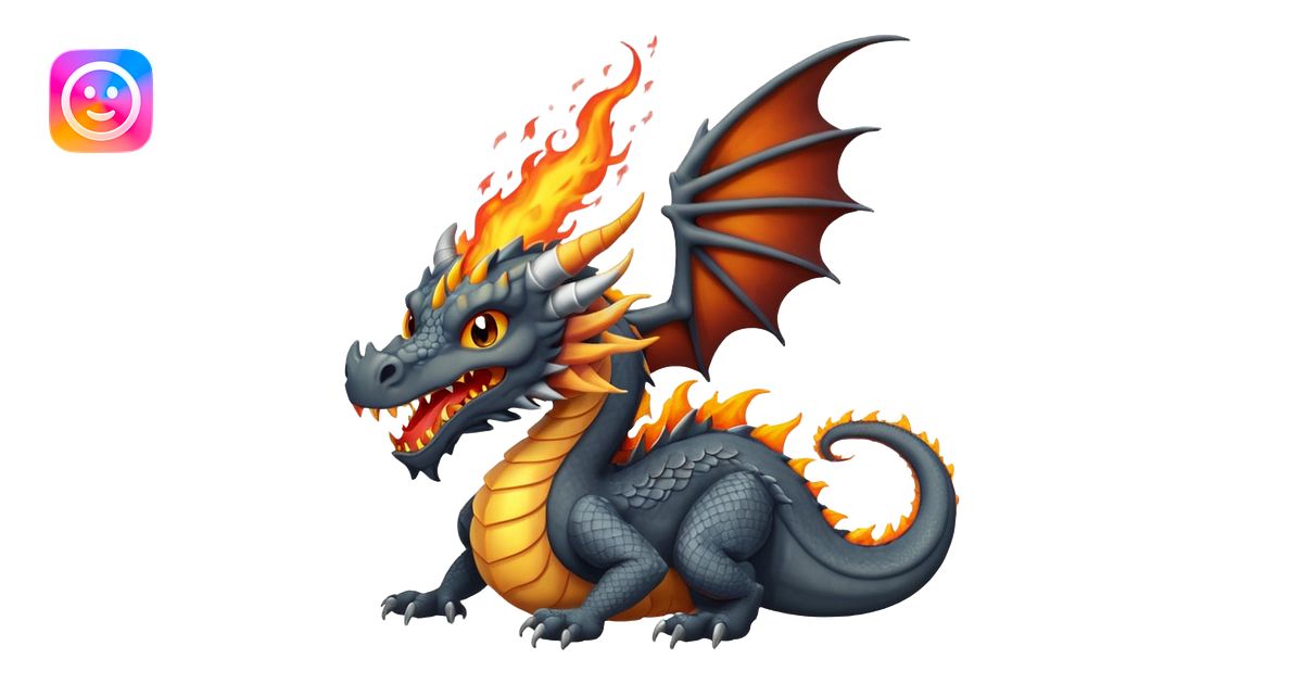 a dark gray dragon with 3 heads that breathes fire emoji | AI Emoji ...