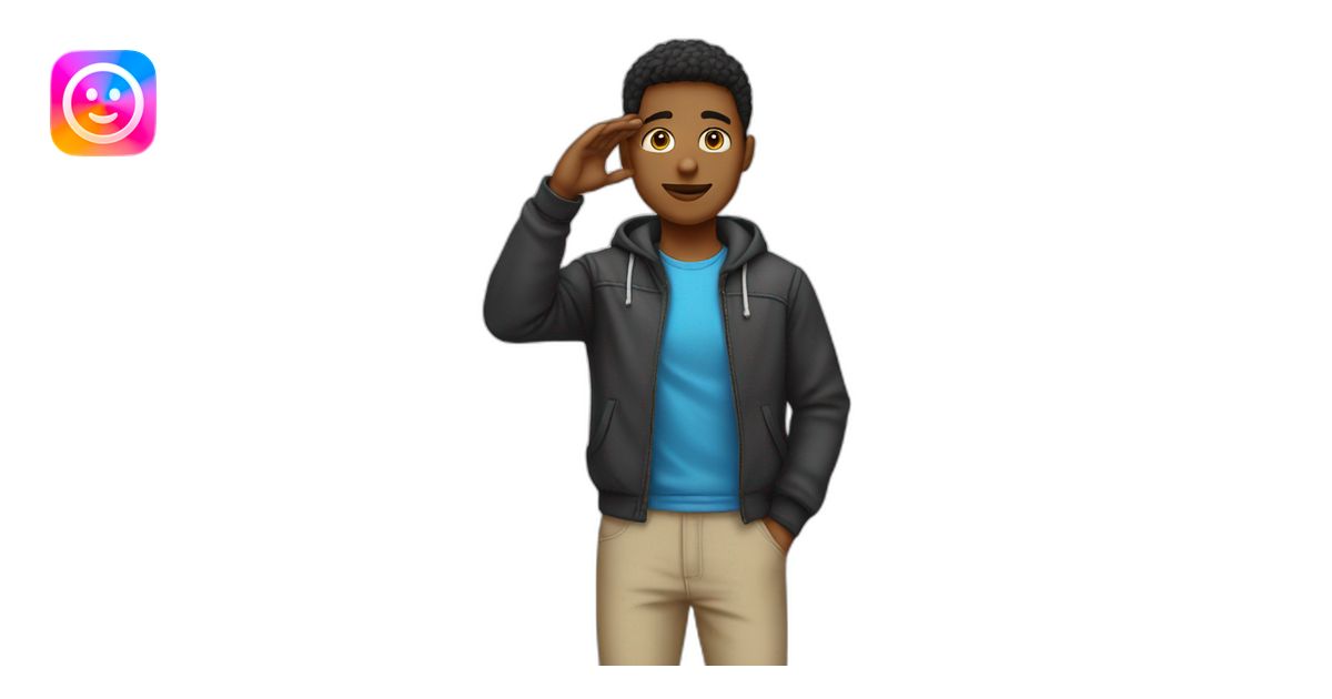 Young man casual outfot saluting emoji | AI Emoji Generator