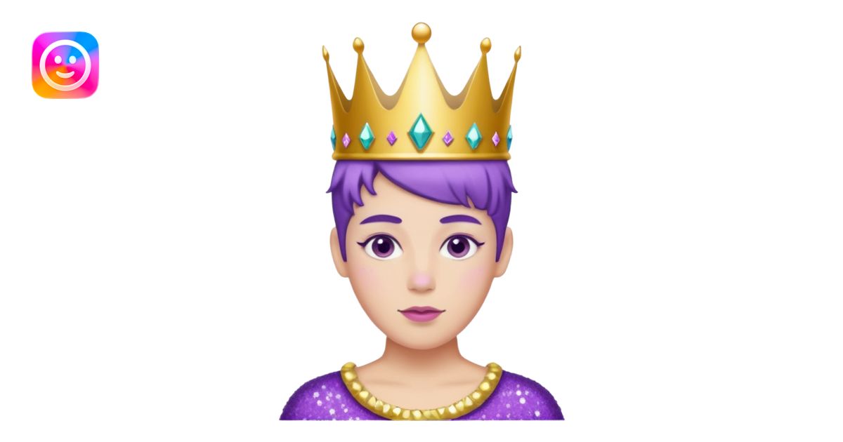 purple non-binary people glitter crown emoji | AI Emoji Generator
