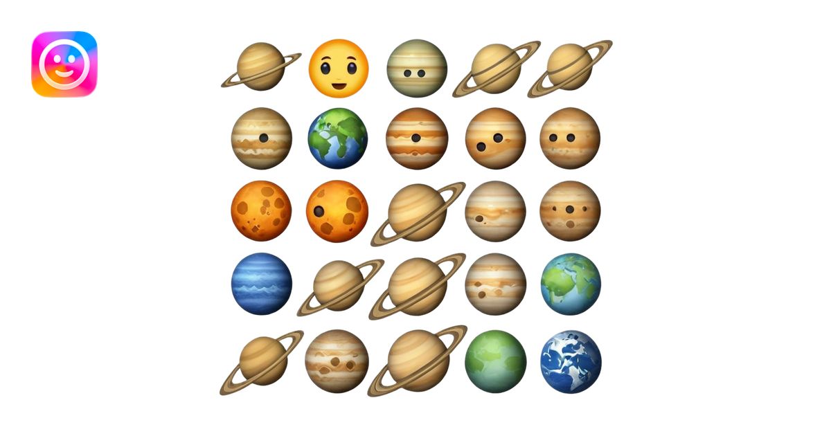 12 planets emojis I need a line for each planet mercury emoji | AI ...