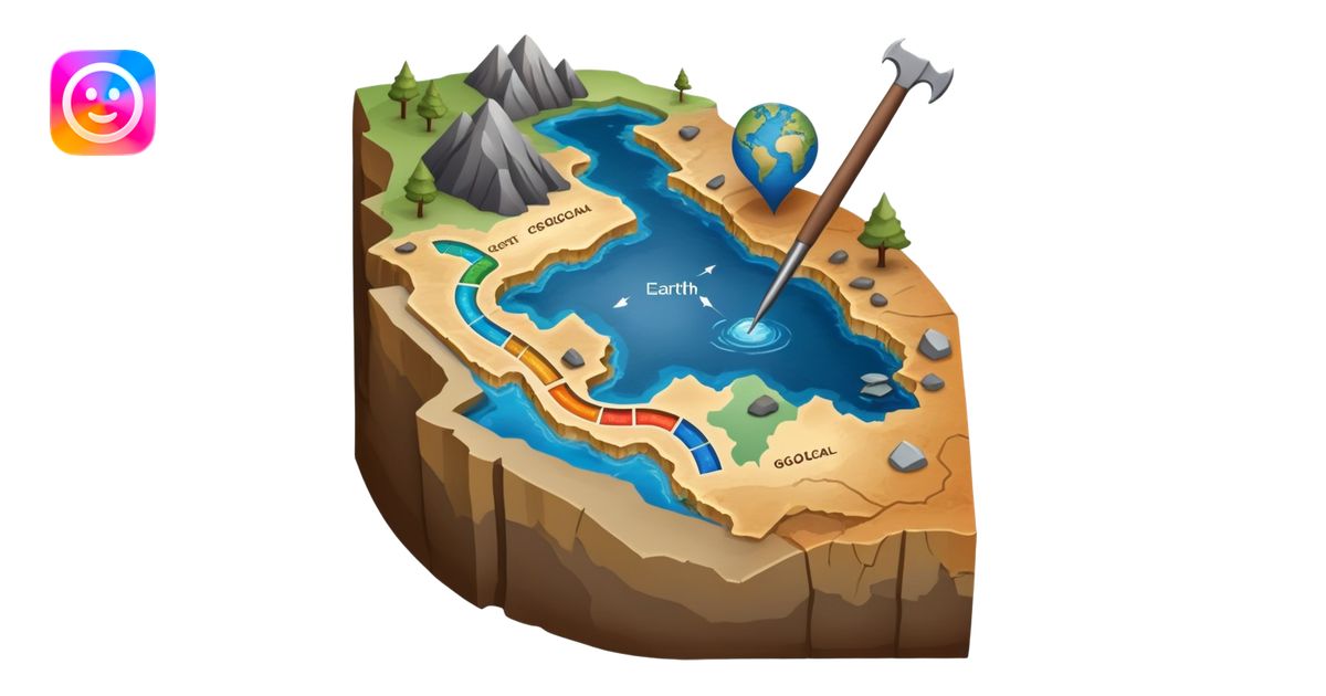 An icon featuring a crowbar and a geological map, and layers of Earth’s ...